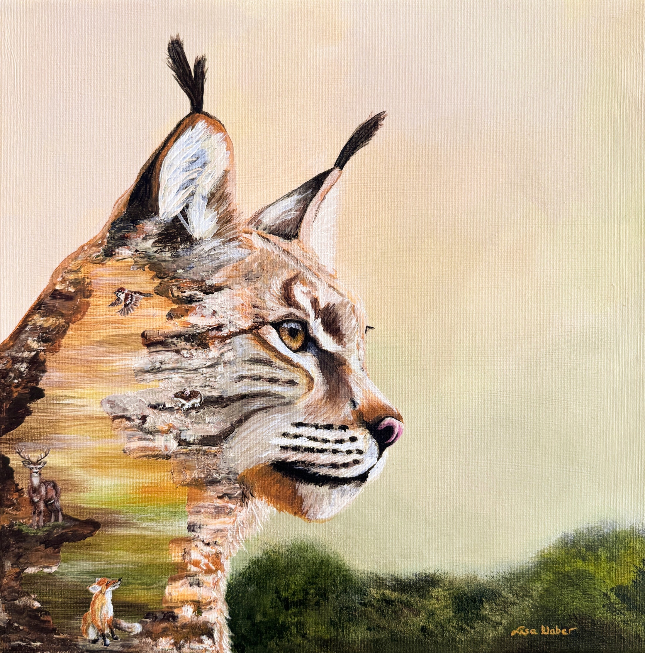 Original Lynx Painting - "Forest Symphony" – Lisa Naber